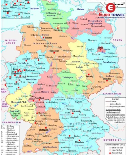 Bản đồ nước Đức - Tổng hợp thông tin về nước Đức đầy đủ nhất