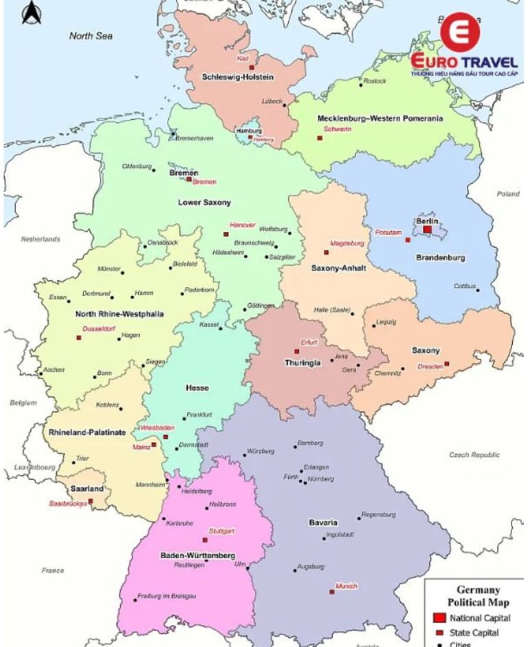 Bản đồ nước Đức - Tổng hợp thông tin về nước Đức đầy đủ nhất