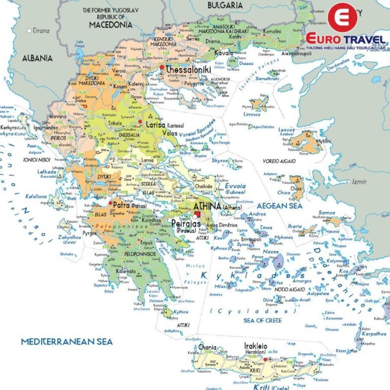 Bản đồ Hy Lạp (Greece Map) khổ lớn phóng to mới nhất 2023